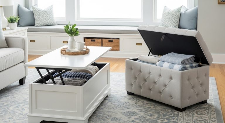 Inspiring Table With Storage Underneath Photos